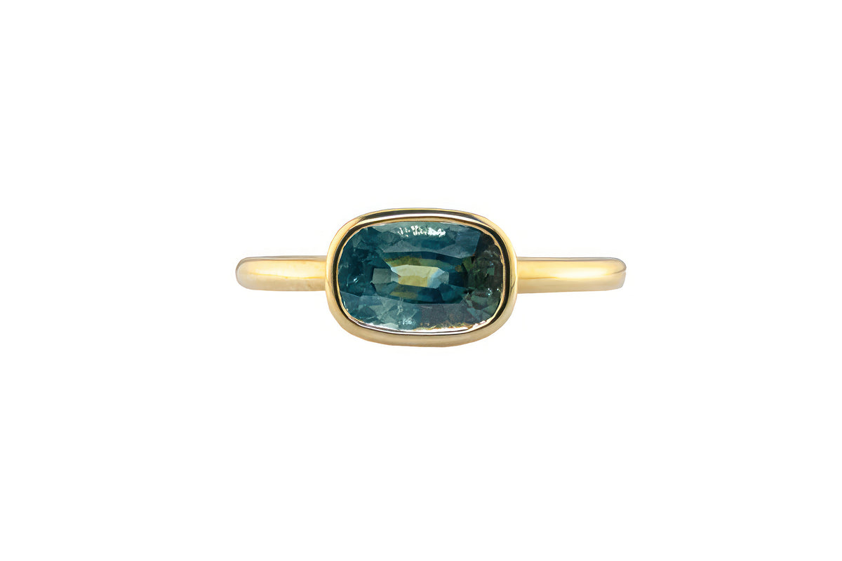 Parti Bi Color Australian Sapphire Bezel Solitaire – S. Kind & Co